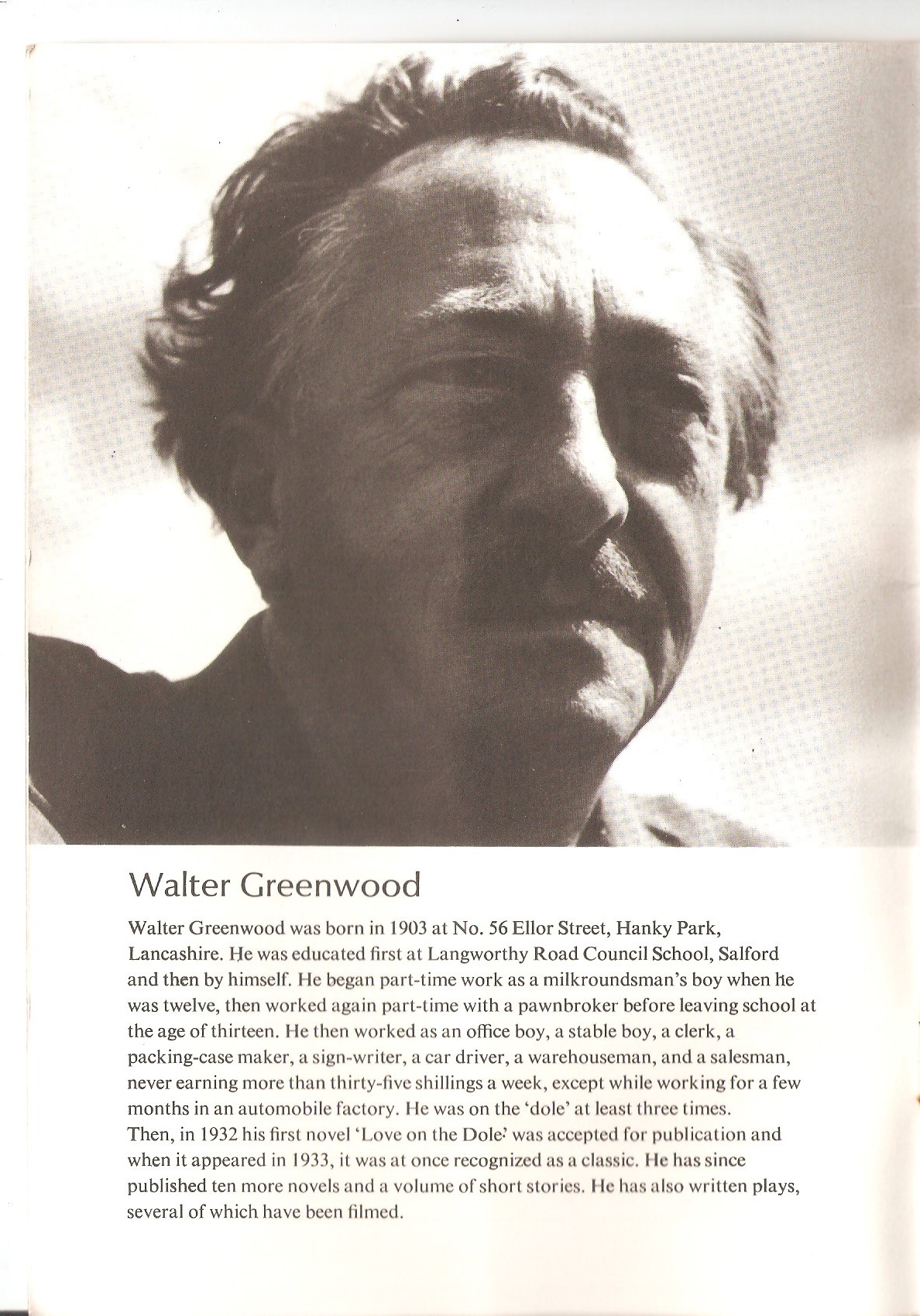 Three New Autobiographical Pieces by Walter Greenwood * – Walter ...