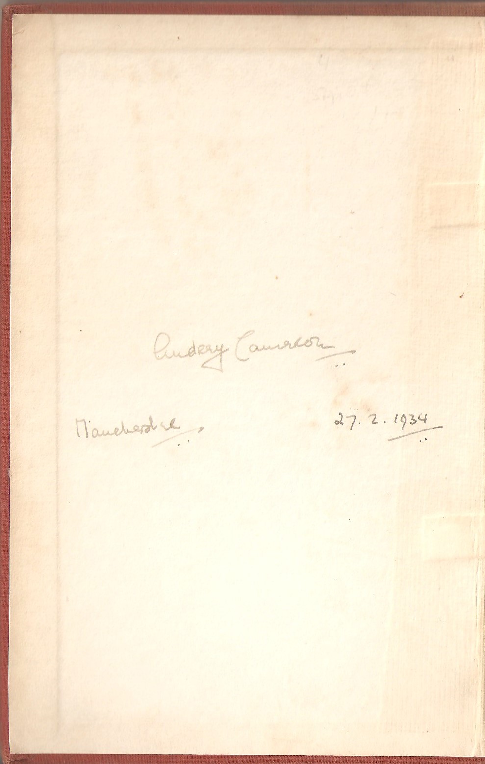 Three Cheers for the First Night, 26 February 1934! Audrey Cameron’s ...